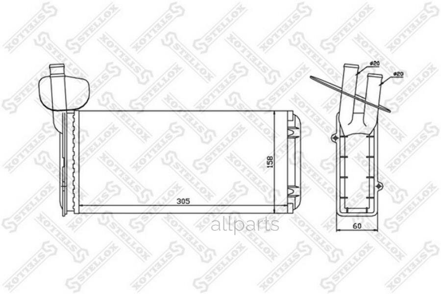 STELLOX 1035020SX радиатор печки! без AC\ VW T4 90>