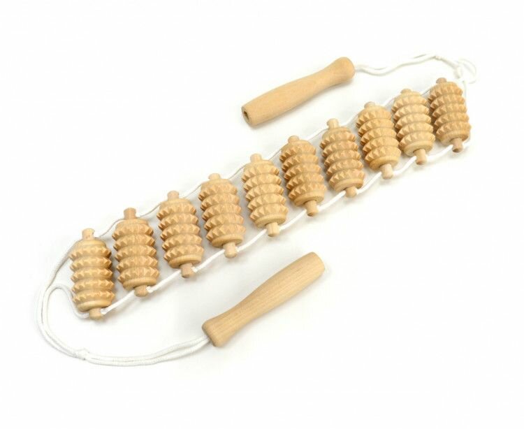 Массажер ленточный, роликовый, антицеллюлитный, деревянный, 25х68х1225мм, (Тимбэ Продакшен), МА3215