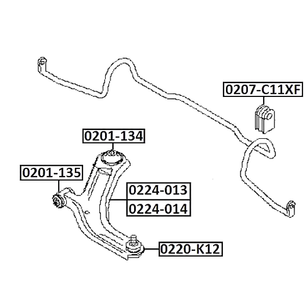 ASVA 0224013 (54500AX000 / 54500AX00A / 54500AX00B) рычаг подвески перед. прав. Nissan (Ниссан) / Infiniti (Инфинити)