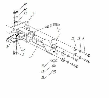 Фаркоп с элект. Smart, на Toyota Hilux FA 0572-E (с 2010 по 2015 г. в.) (паспорт и сертификат в комплекте) Бизон