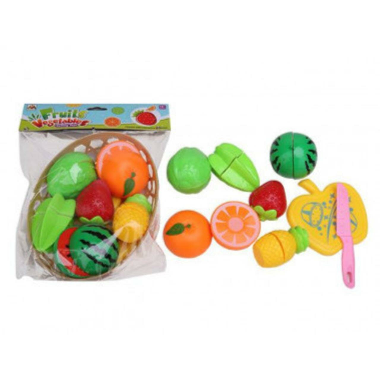 Набор овощи фрукты в корзинке с разделочной доской в пакете 24х17х6см