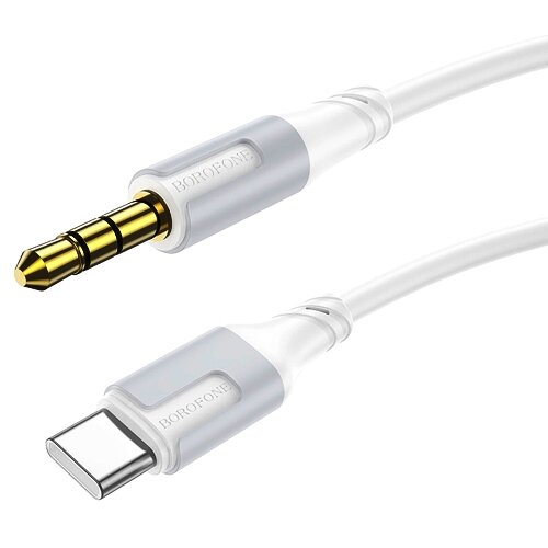 Аудио адаптер USB-C на 3.5мм штекер BL19 White - кабель 1м белый
