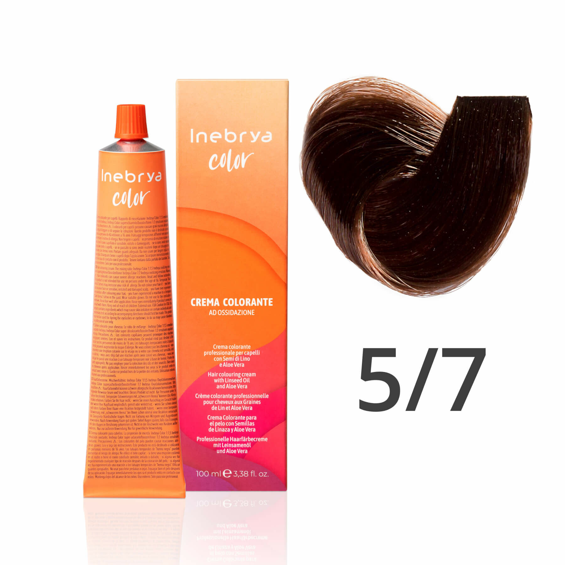 Крем - краска для волос профессиональная Inebrya Color Professional 5/7 Светлый каштановый Коричневый 100 мл