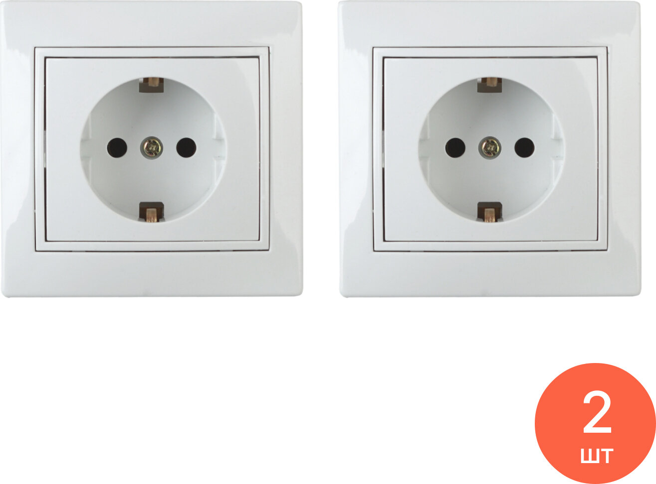 Розетка силовая штепсельная ЭРА Intro Plano 1-202-01, 2P+E Schuko 16А 250В IP20, белый, скрытой установки с заземлением, Б0053874 (комплект из 2 шт)