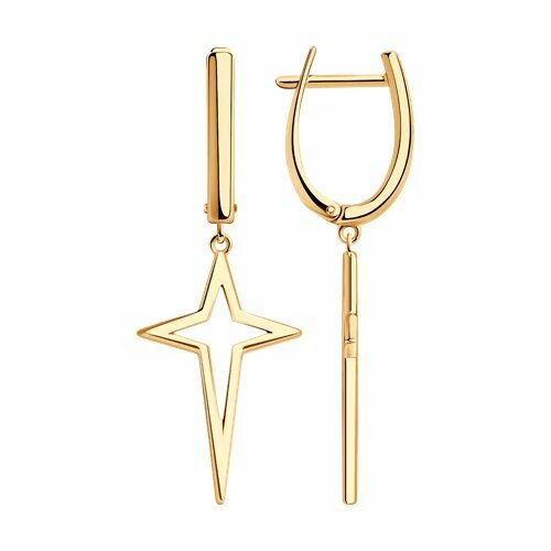 Серьги с подвесками, серебро, 925 проба, золочение