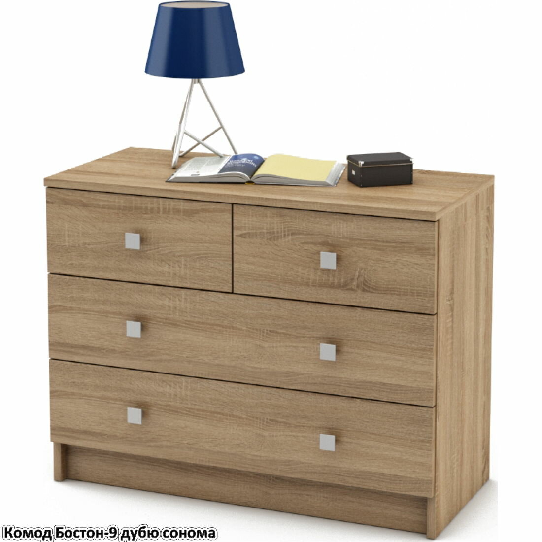 Комод Бостон-9 Дуб-сонома, ЛДСП, МФ Владимир VMF, 80х62х38 см.
