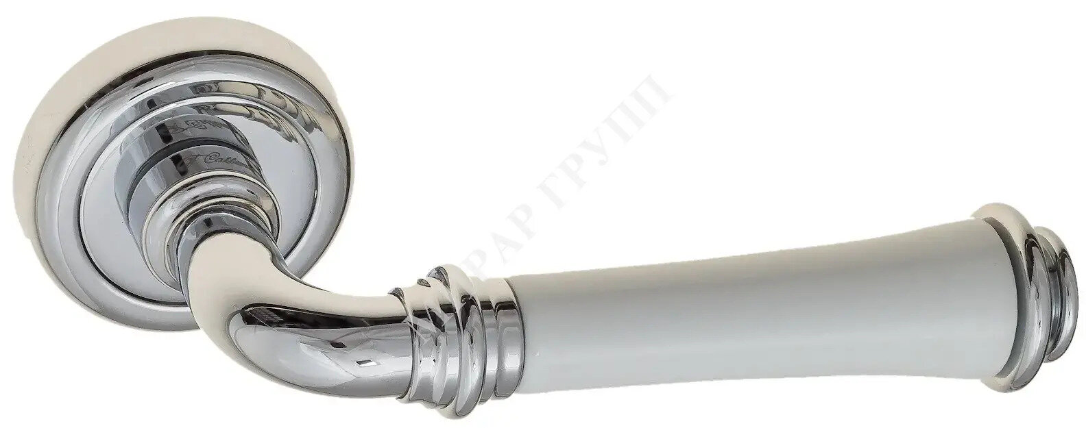 Дверная ручка Fratelli "GRACIA CERAMICA BIANCO" D1 на круглой розетке полированный хром + керамика