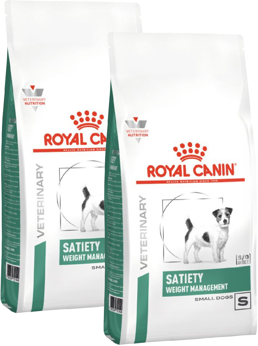 Корм сухой Royal Canin Satiety Weight Management Small Dog S для взрослых собак маленьких пород контроль веса, 0,5 кг 2 шт