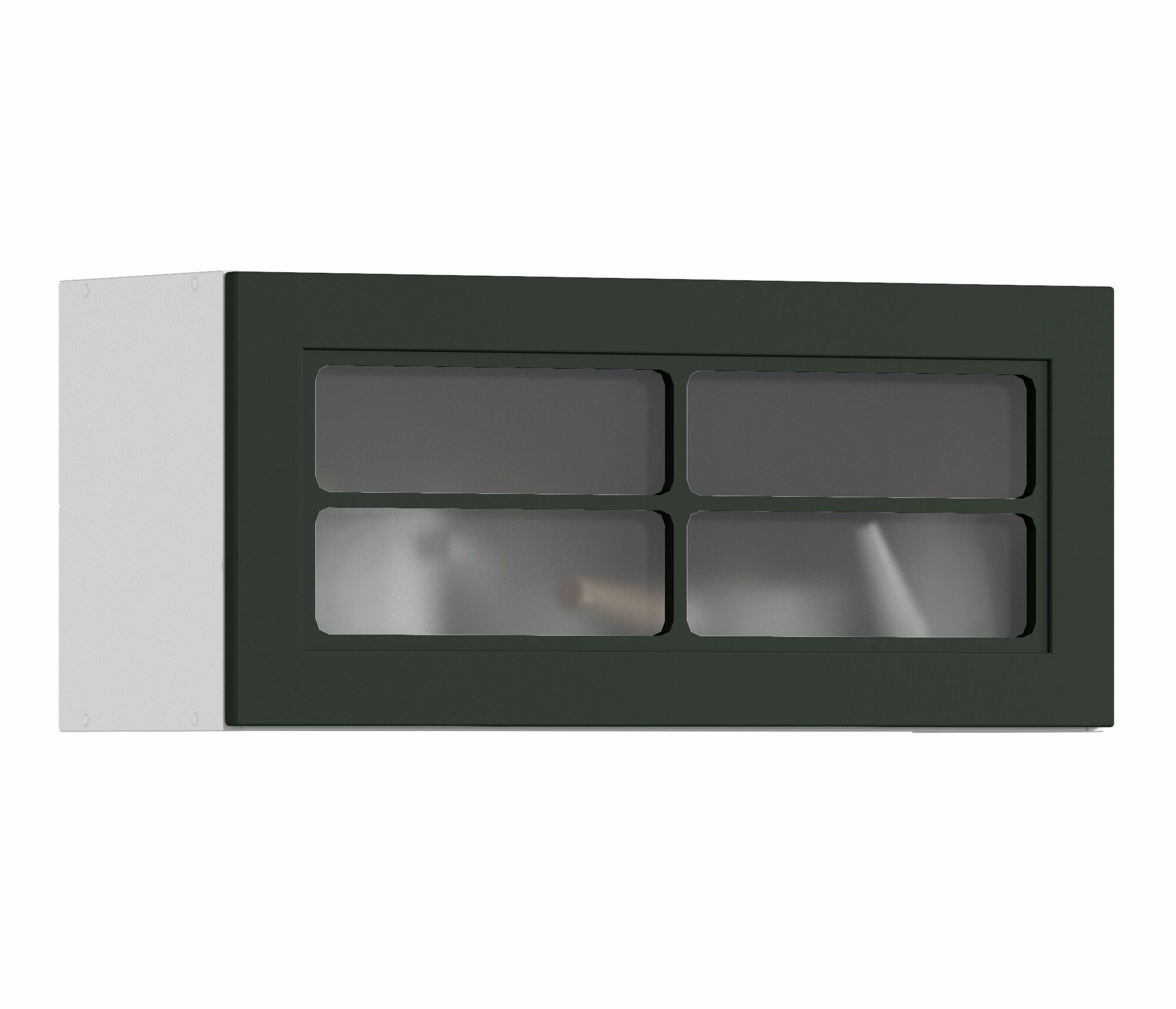 Кухонный модуль навесной шкаф горизонтальный столплит Регина РП-280 со стеклом Белый/МДФ MODERN Олива, 80х29х36 см