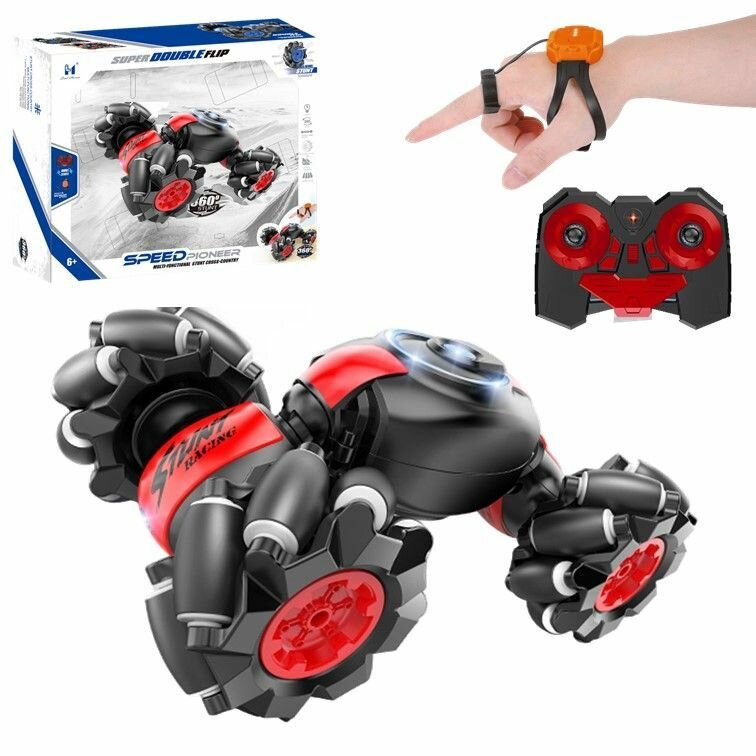 LH-C026-3 Машинка перевертыш на пульте управления; игрушка Вездеход на радиоуправлении для мальчиков; с управлением жестами руки красный