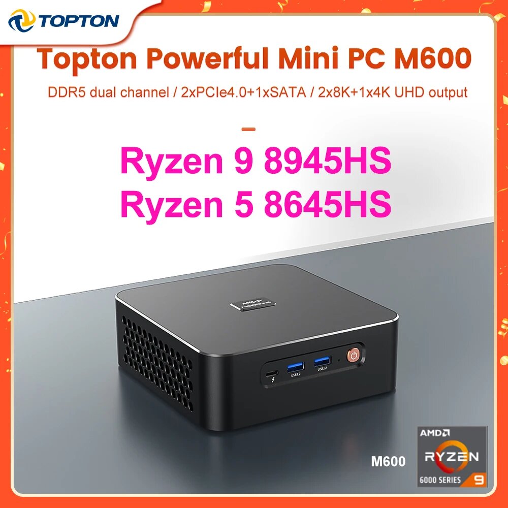 Topton M600 Мини-ПК Ryzen 9 Ryzen 9 7940HS, No Ram No Storage, ЕС