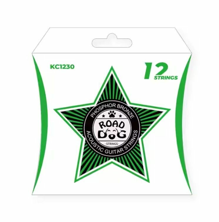 KC1230 Комплект струн для 12-струнной акустической гитары, фосфорная бронза, 12-52, Road Dog
