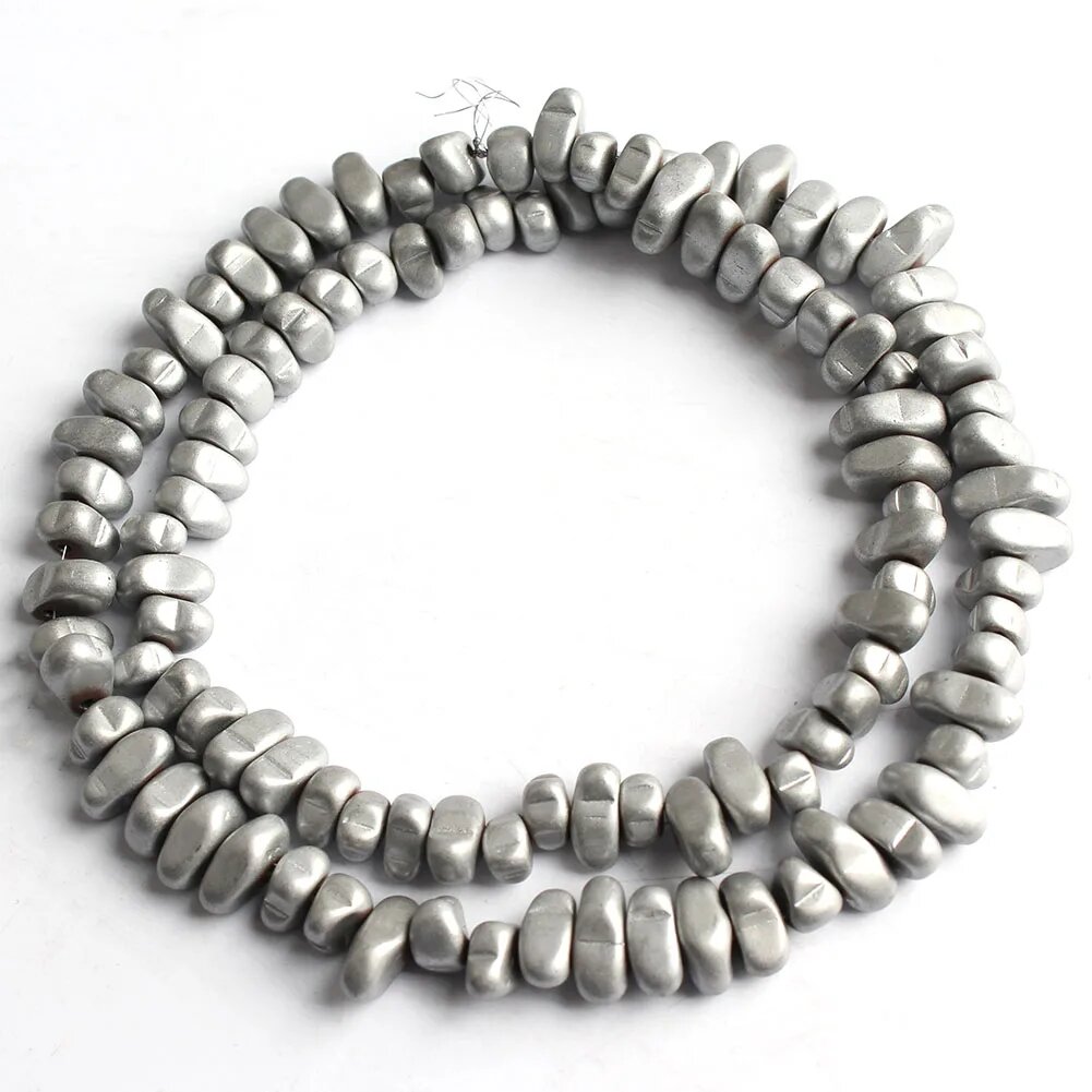 Бусины гематитовые, позолота, matte rhodium, 15 дюймов