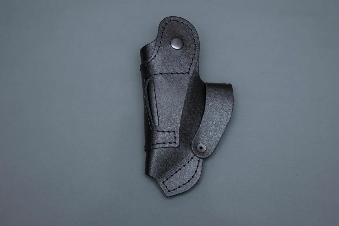 Кобура №1 на пояс, натуральная кожа, черная. Мастерская Семина.