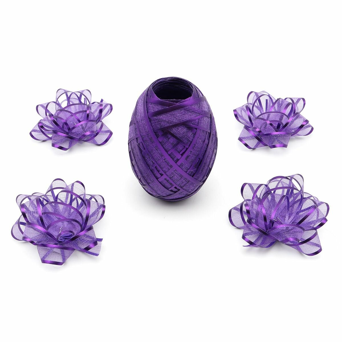 AR414 Набор для упаковки Лента, 1см*10м, 4 бантика (фиолетовый)