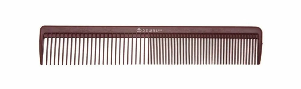 Расческа рабочая DEWAL Pro серия CARBON BORDO, 21,5 см, широкая, комбинированная, с разделительным зубцом, антистатик, бордовая