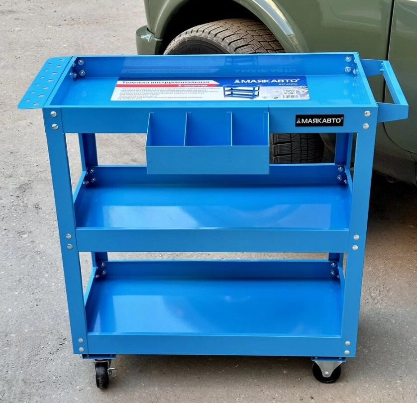 Тележка инструментальная Маякавто 2503M, открытого типа, на колесах 3 полки