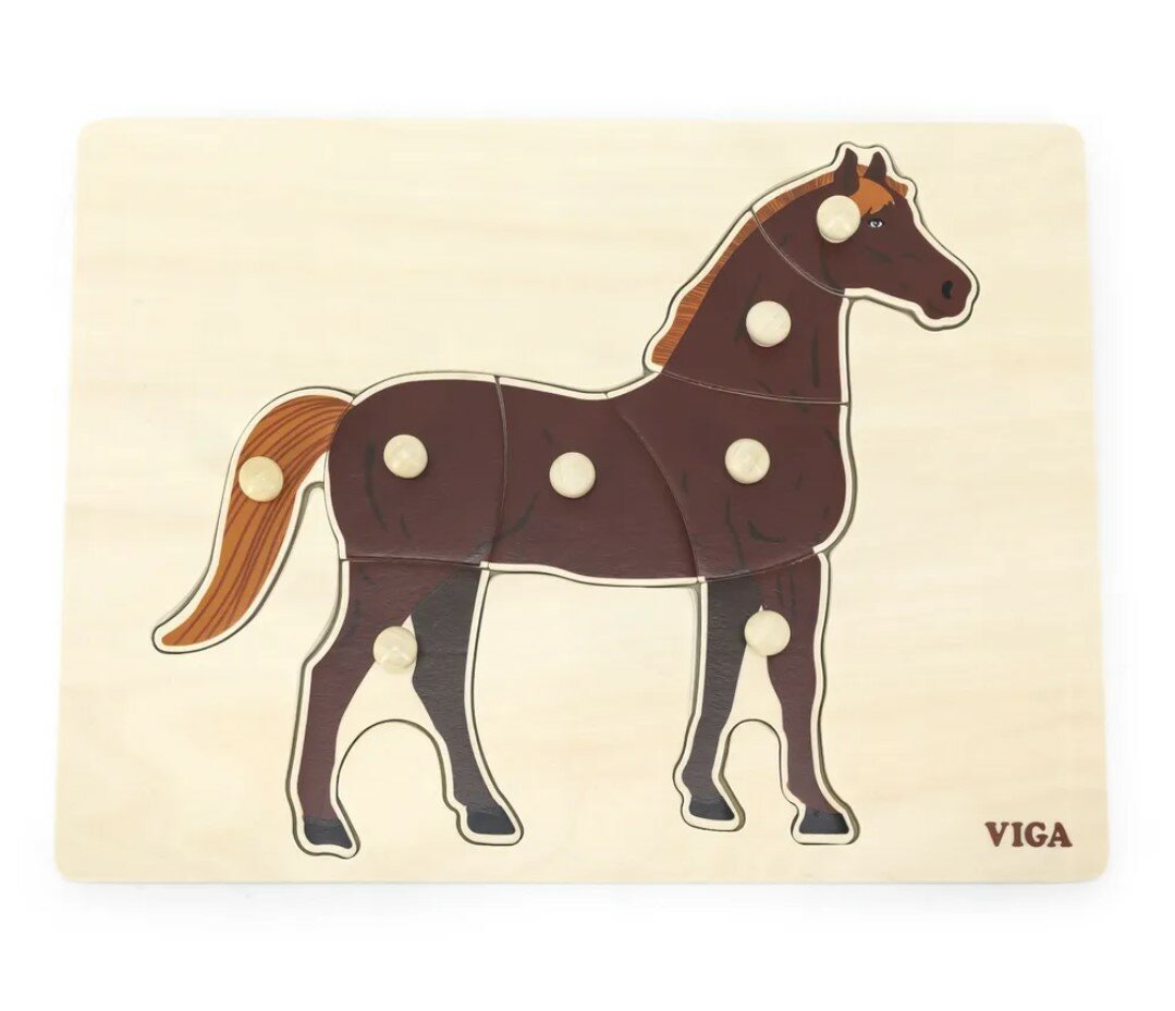 Пазл-вкладыш Viga Конь, 8 деталей, в пленке 44607