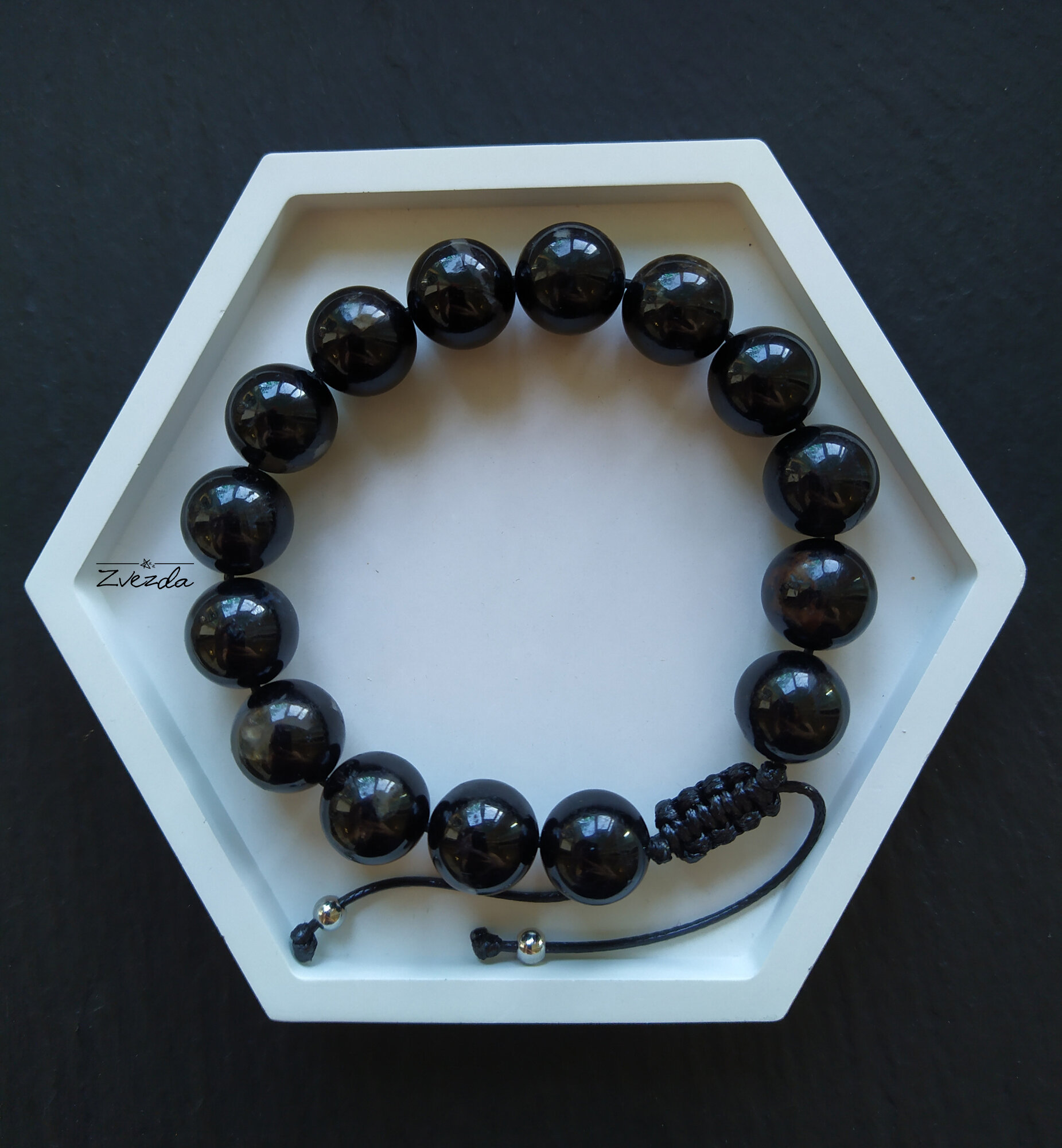 Браслет-нить Zvezda, турмалин черный