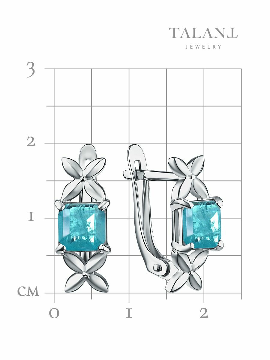 Серьги TALANT, серебро, 925 проба, родирование, горный хрусталь, длина 1.7 см, , серебристый — фото 1