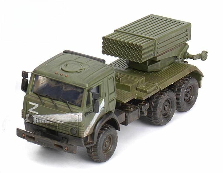 Сборная модель рсзо БМ-21 Град на базе КамАЗ-5350 в масштабе 1/72 (поздний вариант)