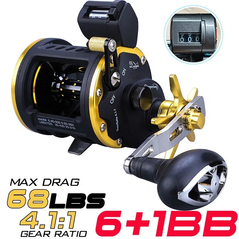 Сougayilang Троллинговая катушка для морского окуня 5.2:1/3+1BB Правая рука, TRA