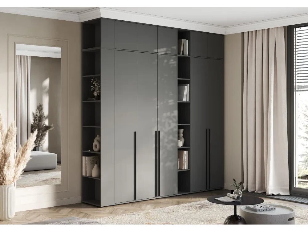 Композиция Шкафов с антресолями + Терминал, Графит/Графит (ЛДСП)