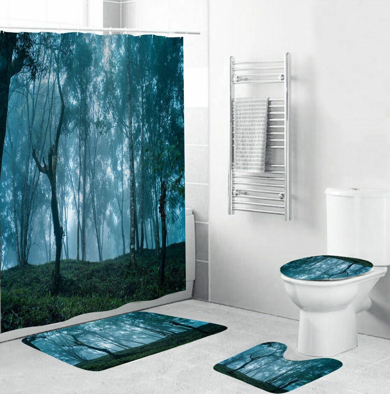 Наборы занавесок для душа лесной коврик для ванной крышка унитаза