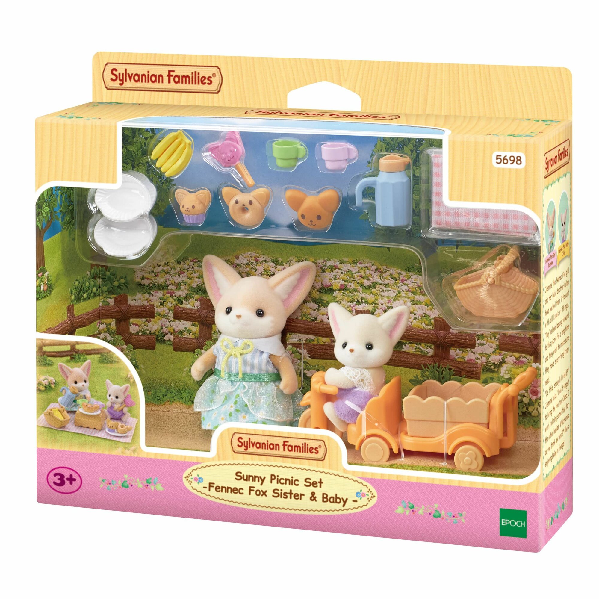 Sylvanian Families, 2023 New Sunny Набор для пикника Fennec Fox Sister & Baby