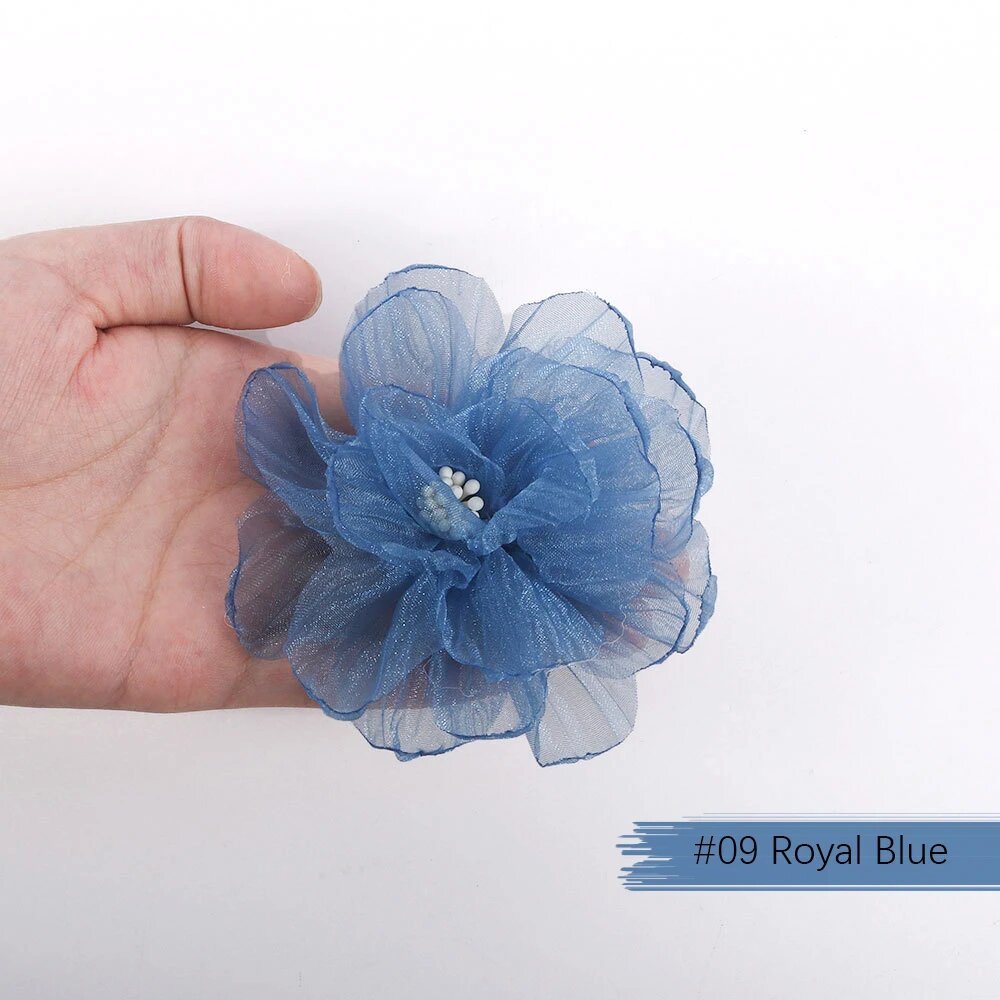 Цветок из органзы Royal Blue для декора