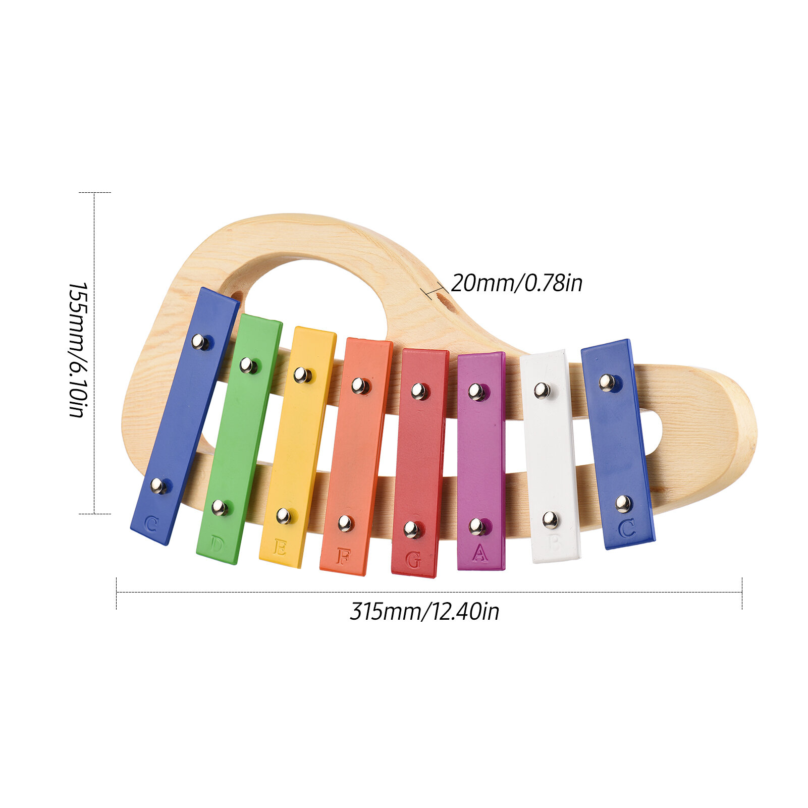 Деревянный ксилофон из сосны, 8-нотный глокеншпиль, цветная алюминиевая пластина 3 мм с ручкой, деревянная палочка-колотушка, изысканный ударный музыкальный инструмент для малышей
