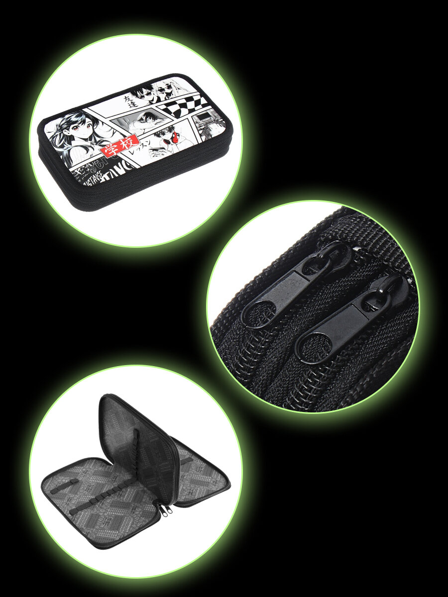 Пенал 2 секции, 125 х 205 х 40 мм, Calligrata 30П26/2 "Аниме", ламинированный картон