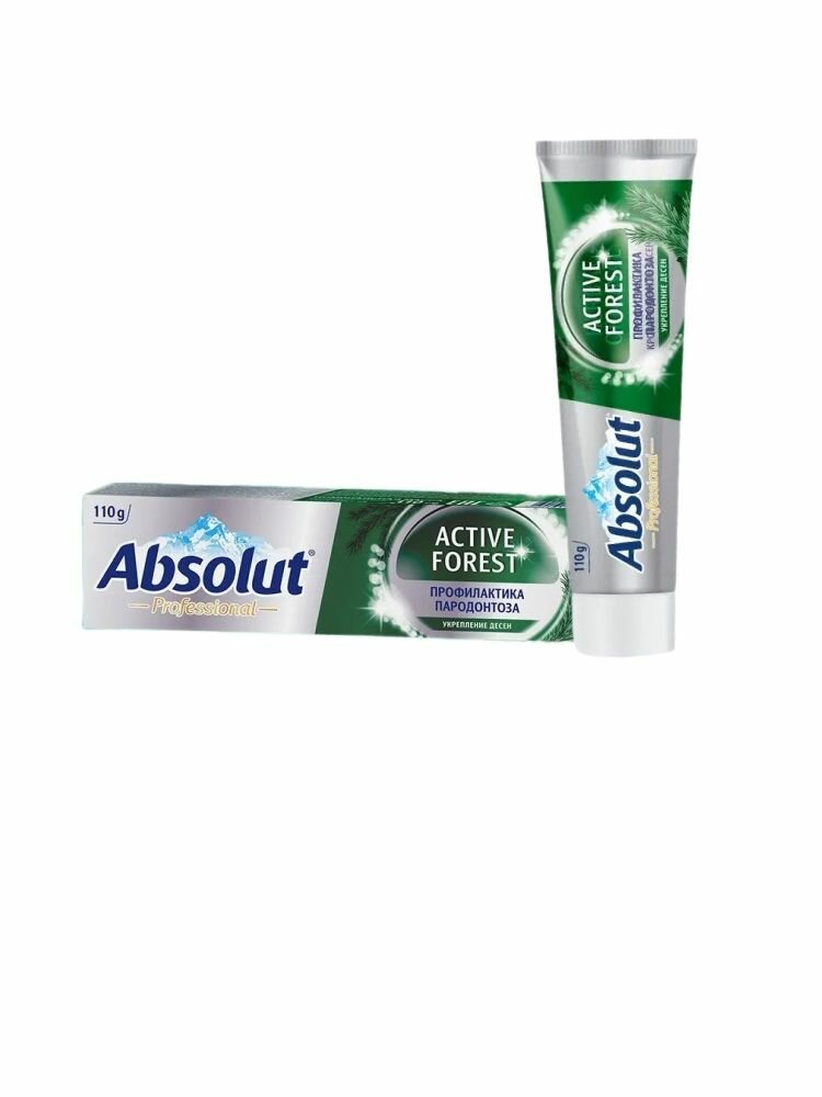 Зубная паста Absolut Professional Active Forest, профилактика пародонтоза и укрепление десен, гелевая, 110 г