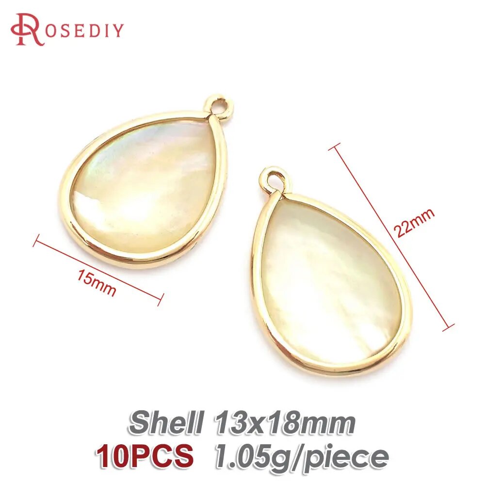 Подвески латунные с перламутром Rosediy 10 шт. 37988-18K Gold Color
