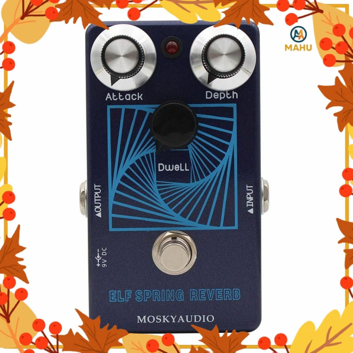 MOSKYAUDIO ELF SPRING REVERB Педаль эффектов для гитары и баса, реверберация в винтажном стиле с вакуумным трубчатым байпасом