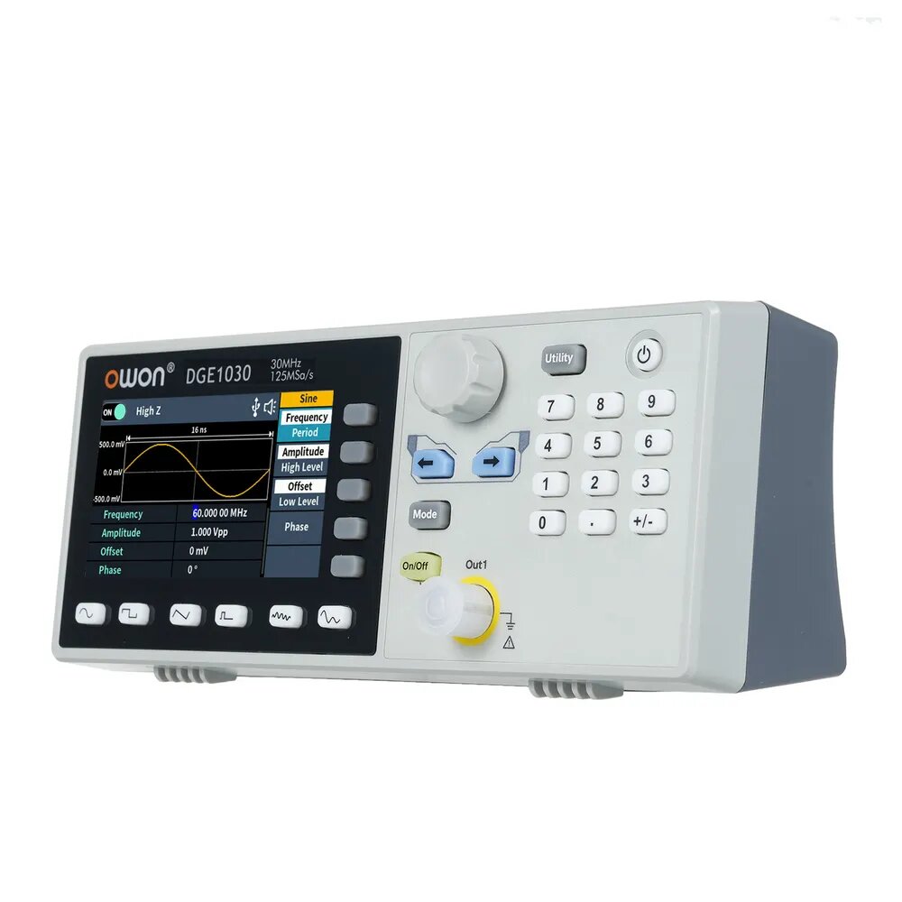 OWON DGE1030 30МГц 125Мвыб/с Генератор сигналов 1КАН 3.6-дюймовый ЖК-дисплей 14-битный