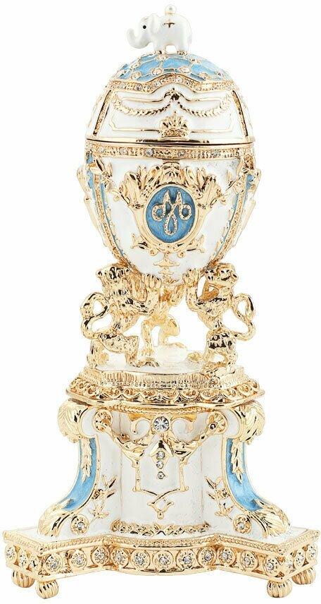 Яйцо-шкатулка в стиле Фаберже Датский Юбилей, белое, 14см