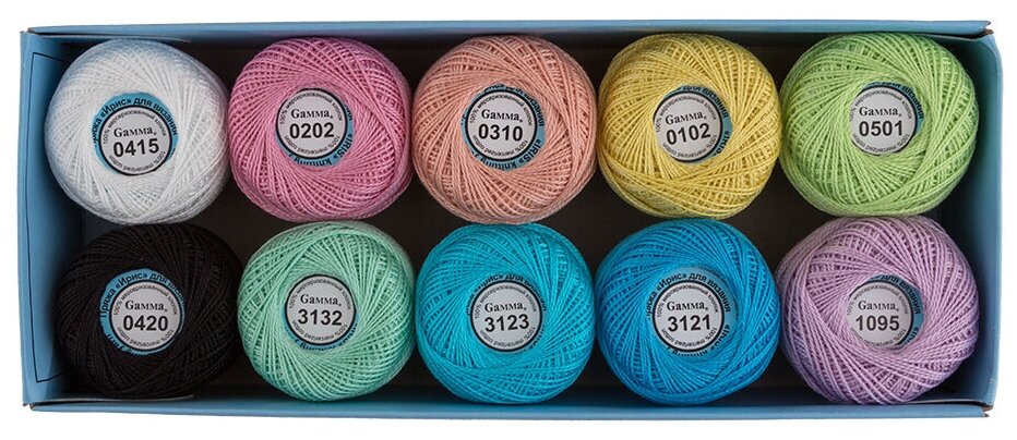Пряжа Gamma Ирис ассорти 100% хлопок 10х10 г 82 м +- 3 м №20