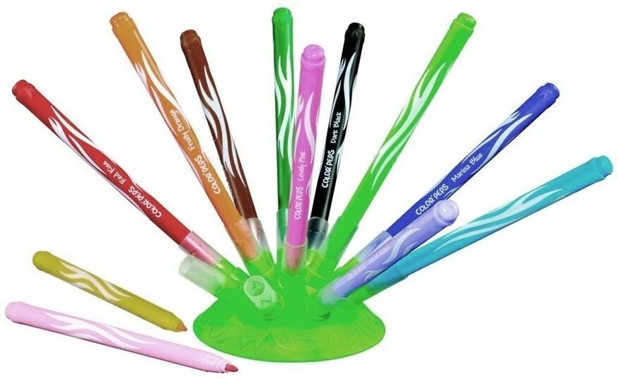 Фломастеры MAPED с колпачками на подставке присоске к любой поверхности, все на одном месте, смываемые, в картоне, 12 цв