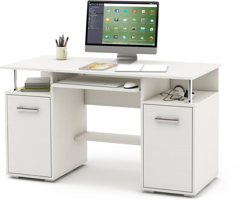 Стол компьютерный Амбер (Реал) 5К, с полкой для клавиатуры, 130х75х60см, ЛДСП