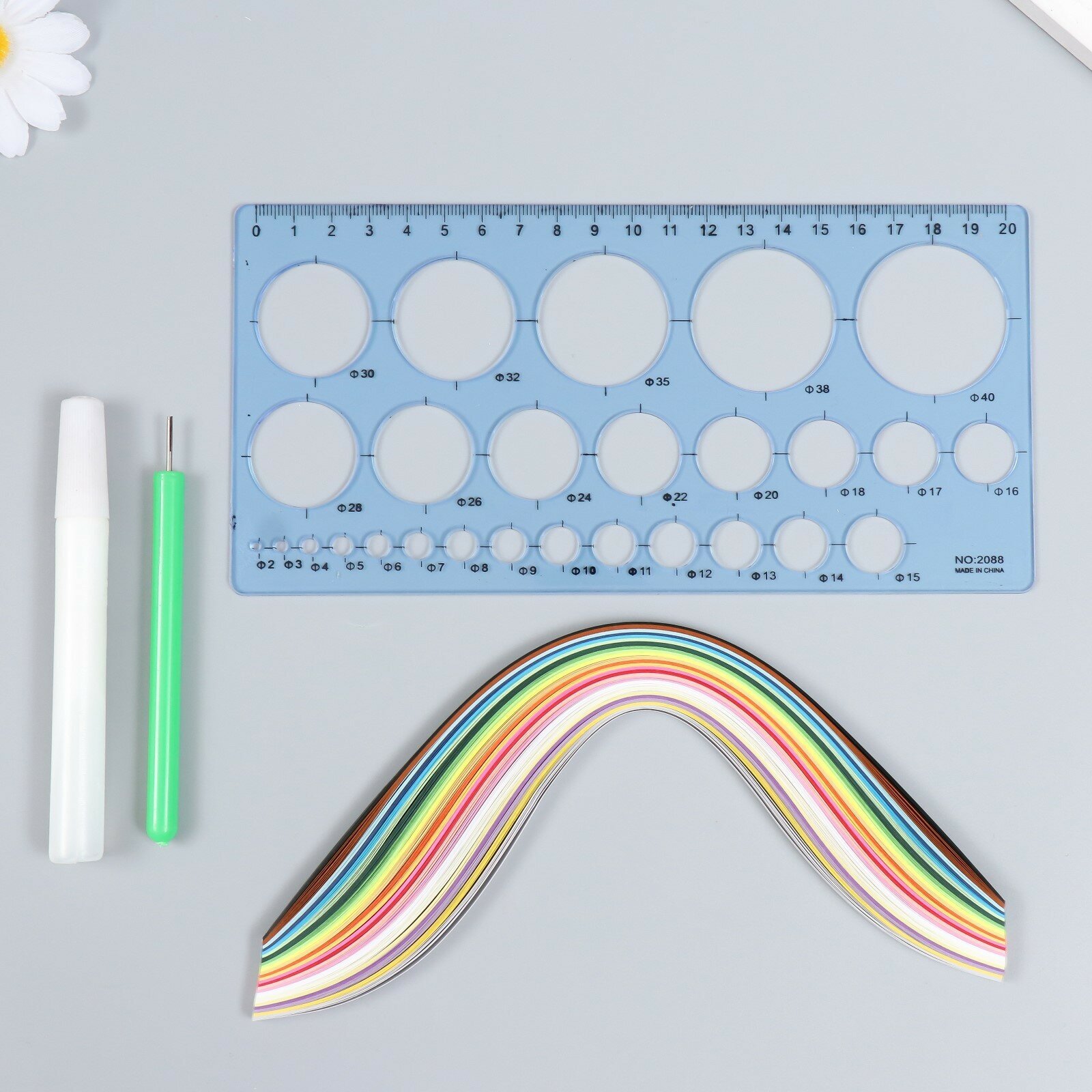 Набор для квиллинга, клей ПВА, инструмент для квиллинга, 240 полосок 0.5 см, микс