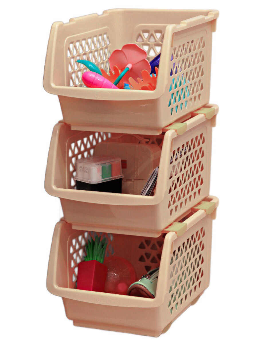 Комплект из 3 штук ящики для овощей Интерм 10л бежевый