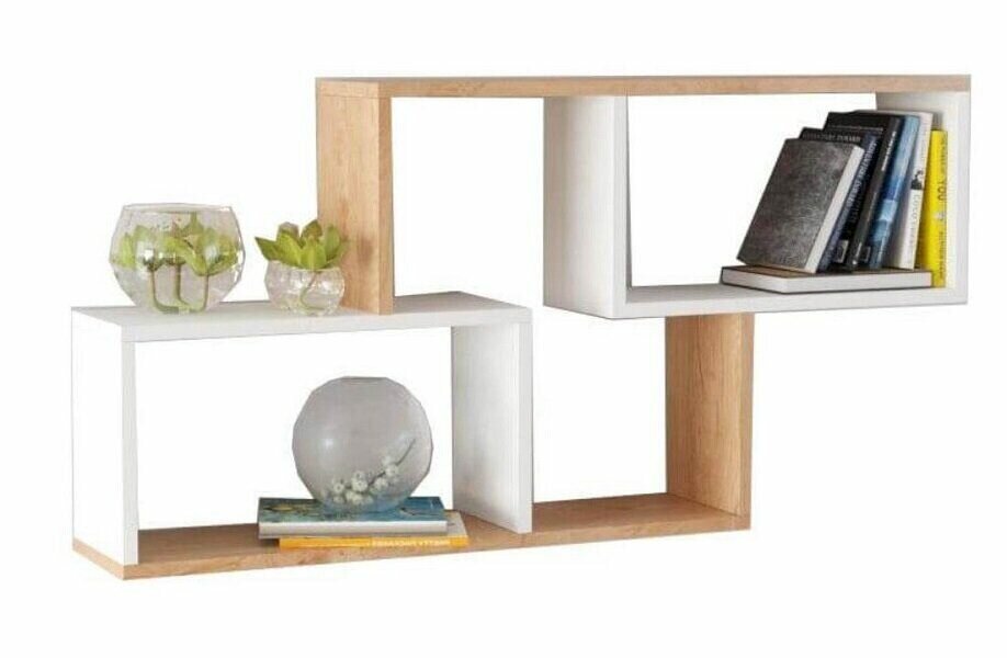 Полка навесная ПН-3 открытая, ЛДСП (Гикори рокфорд/Белый) 105х18х60