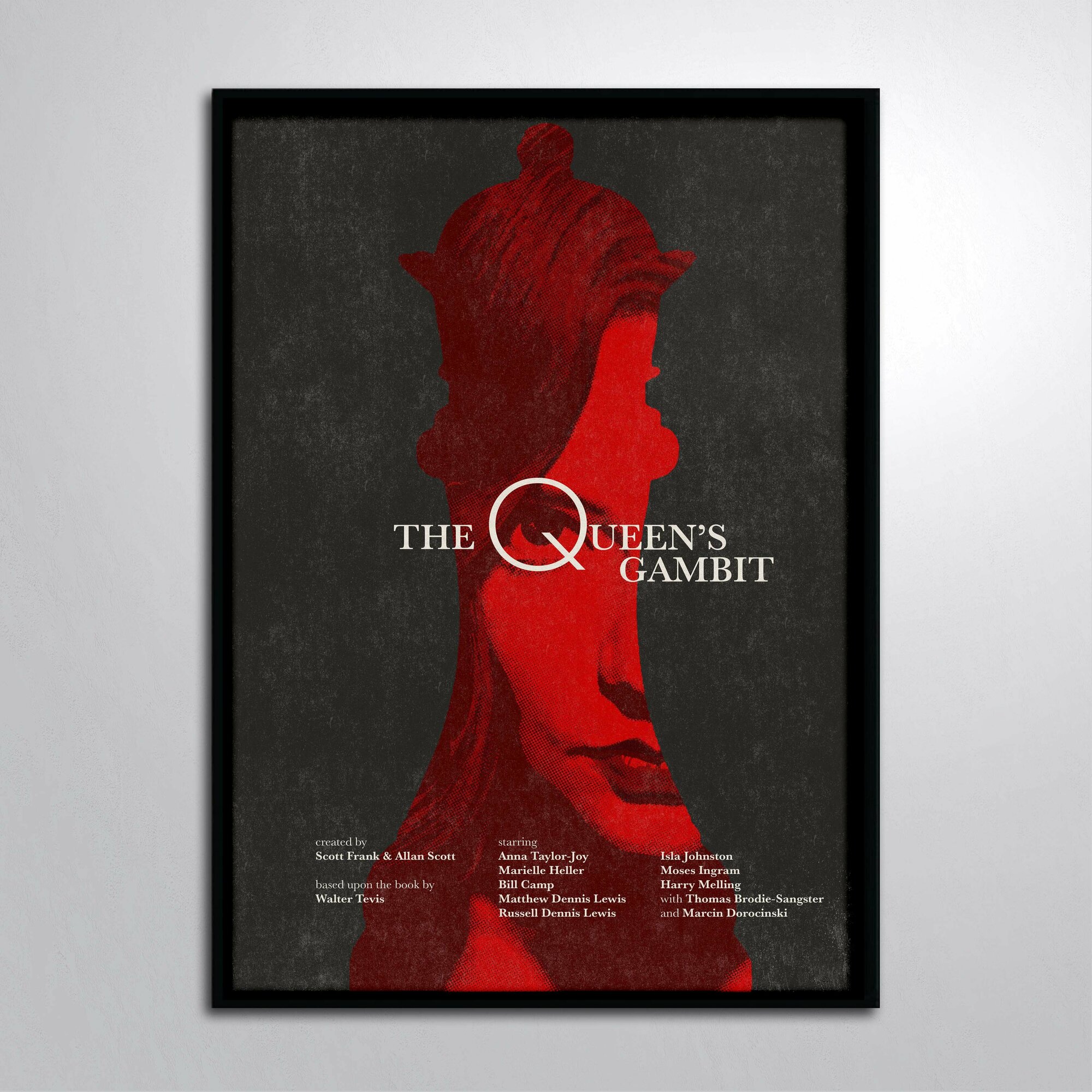 Постер без рамы/Сериал Ход королевы Красный Арт The Queen's Gambit