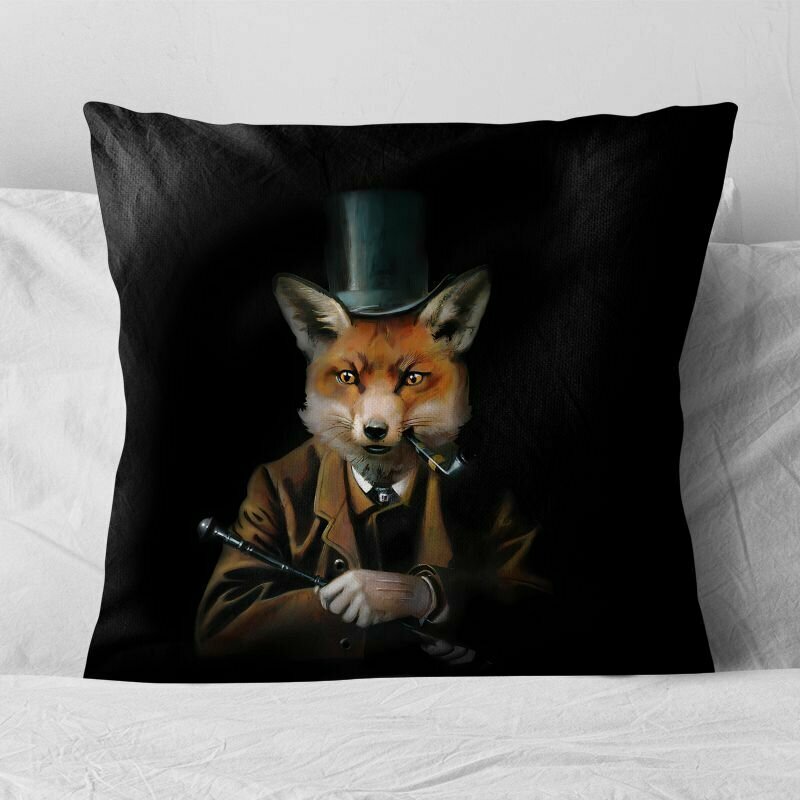 Подушка декоративная Лис Живопись 40х40 велюр