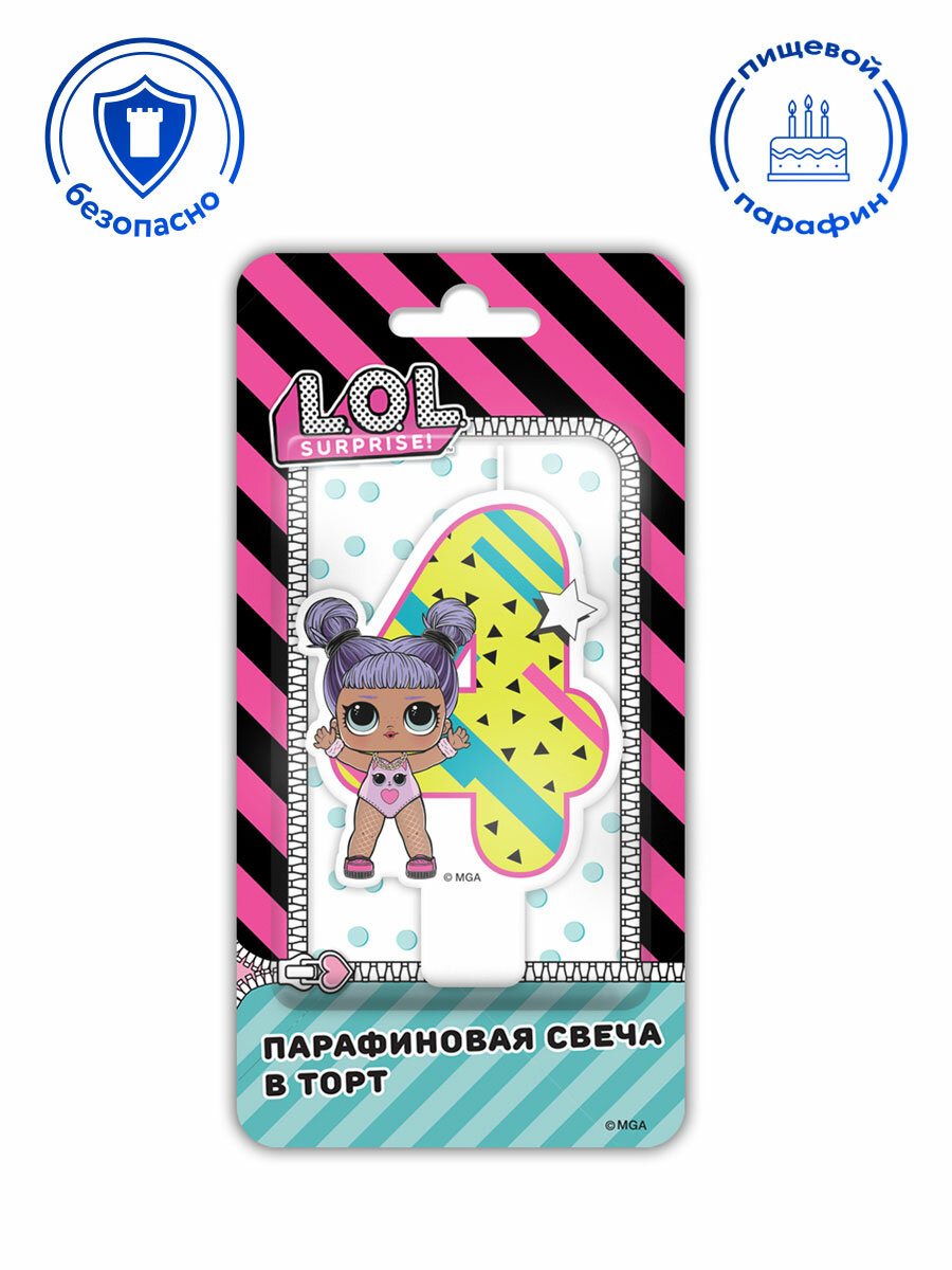 LOL. Парафиновая свеча в торт (цифра 4 с героем), в блистере