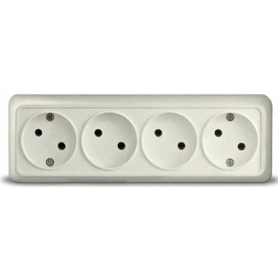 Розетка Universal 4-м ОП Олимп 16А IP20 без заземл. сл. кость, 1168
