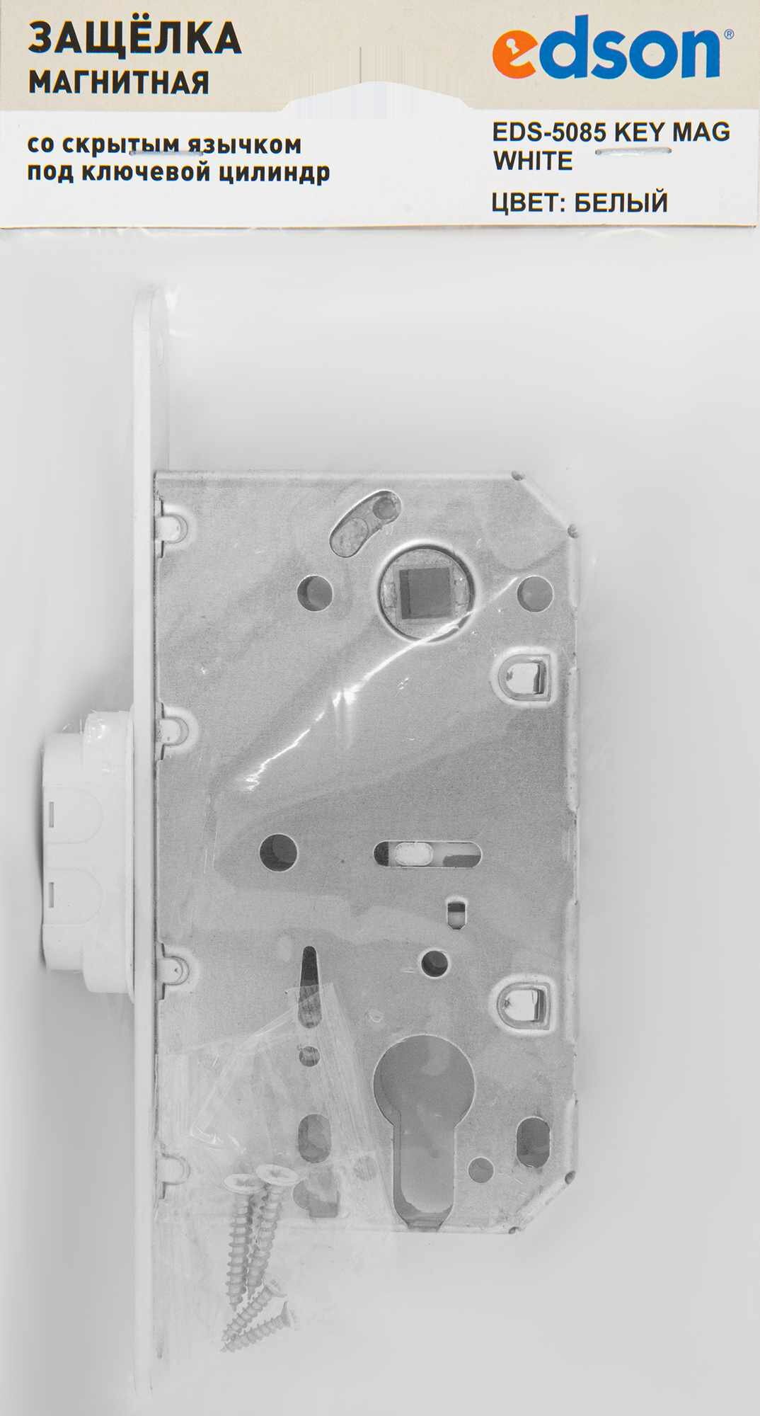 Защелка магнитная Edson EDS-50-85, 73x132x14 мм, сталь, цвет белый