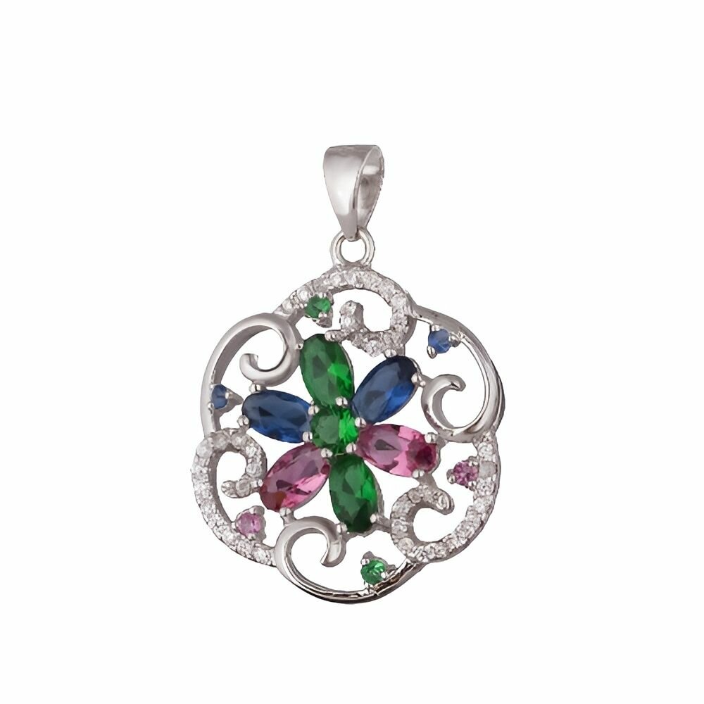 Подвеска, серебро, 925 проба, родирование, фианит