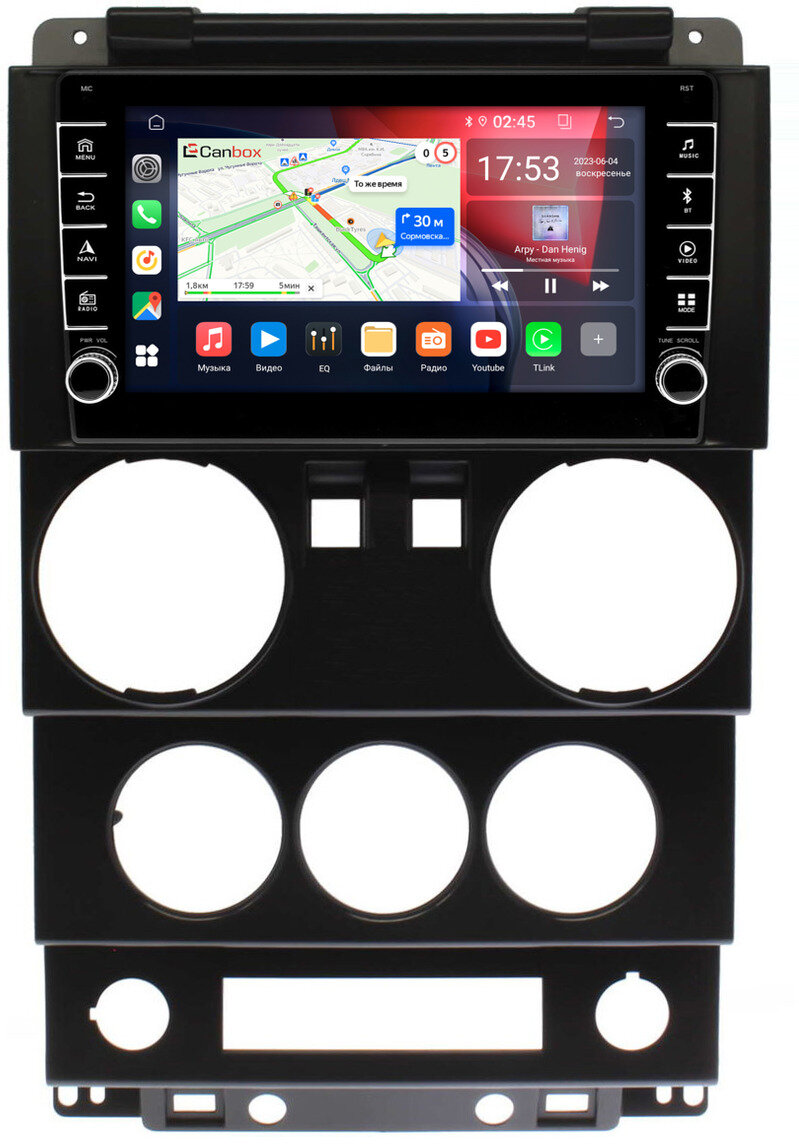 Штатная магнитола Jeep Wrangler 3 (JK) 2007-2010 (2 двери) Canbox BGT9-0232 2/32 Android 10 (IPS, DSP, CarPlay)